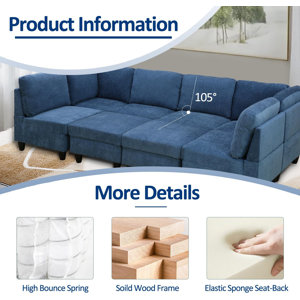 Latitude Run® 104.5" Wide Reversible Modular Seating Component with Ottoman | Wayfair